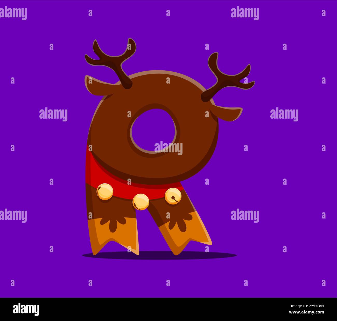 Christmas font alphabet, letter R reindeer and scarf for Xmas festive ...