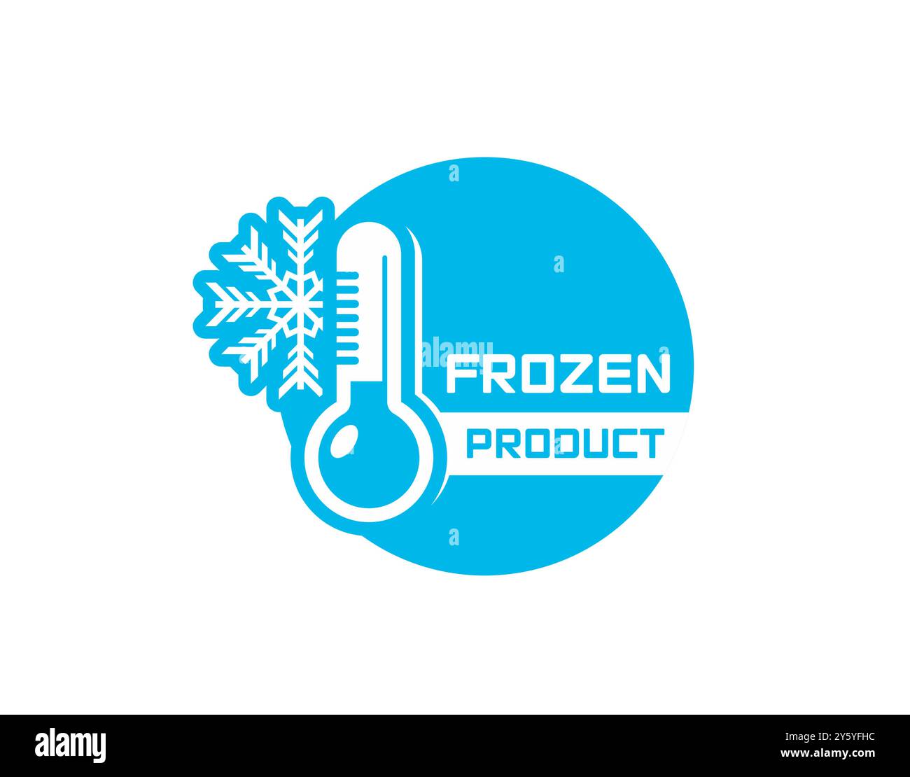Frozen food product icon of blue ice crystal or snowflake with ...