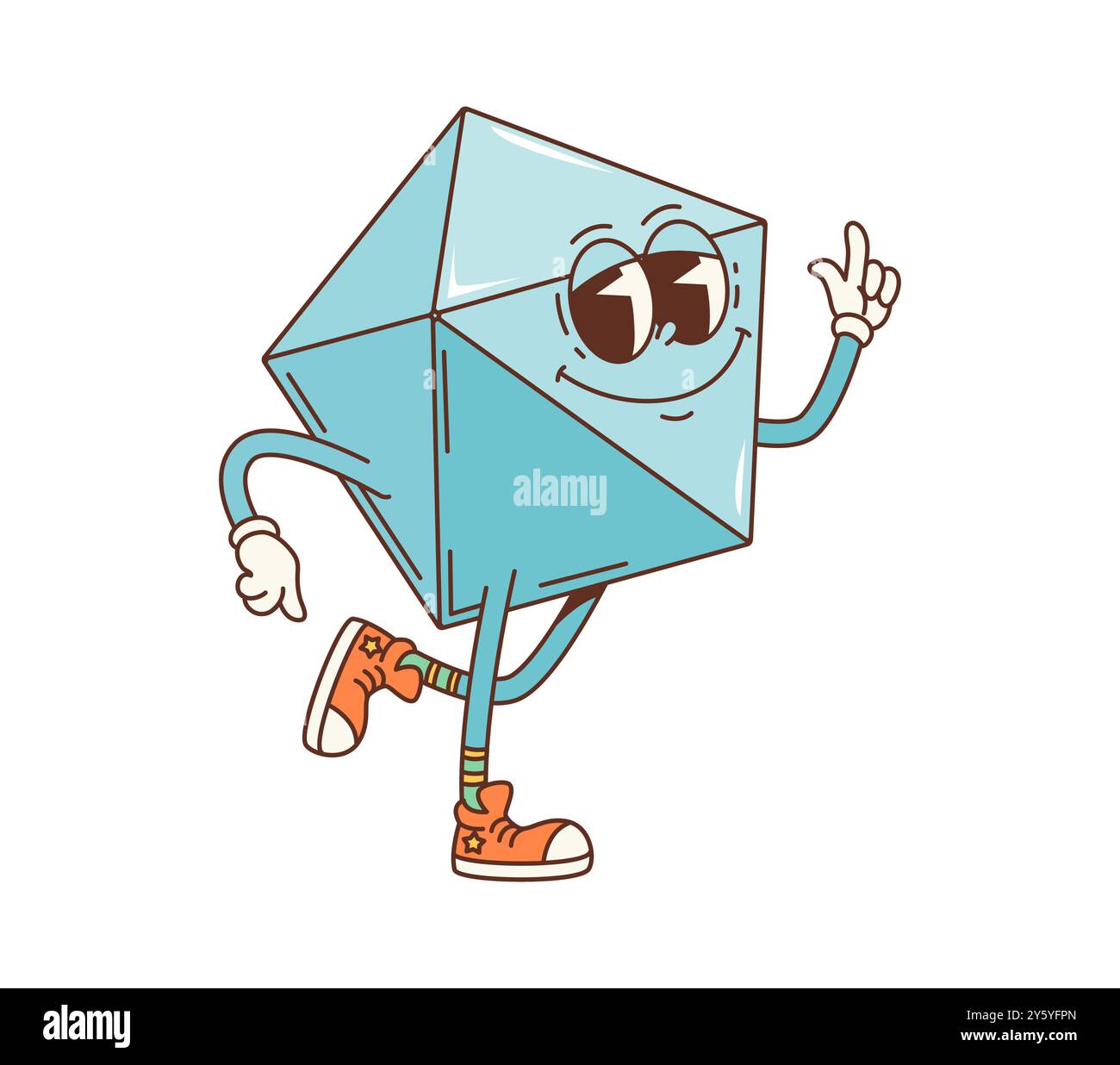 Groovy math geometric Polyhedron figure character. Isolated cartoon ...