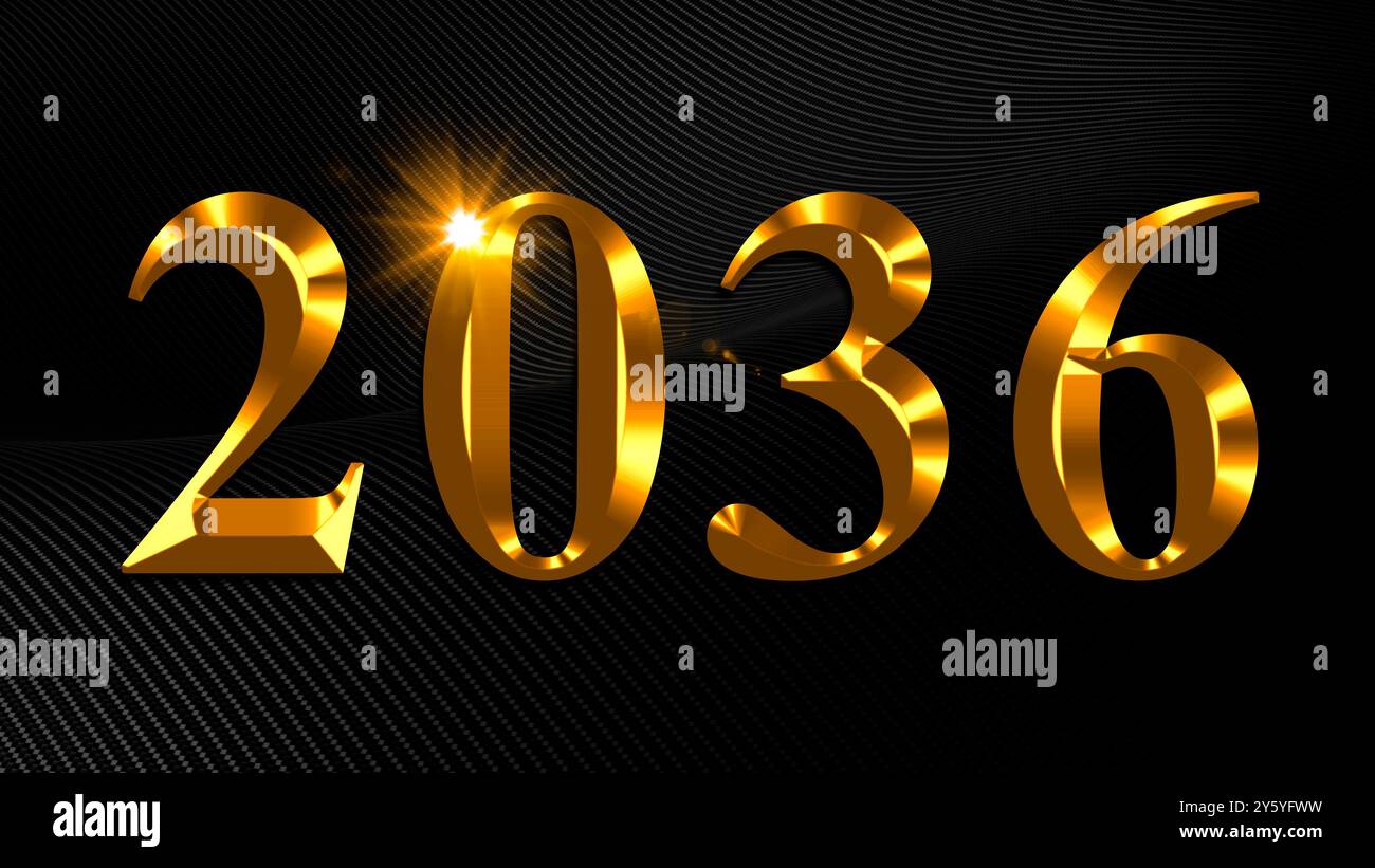 Number 2036 in gold text on black background Stock Photo - Alamy