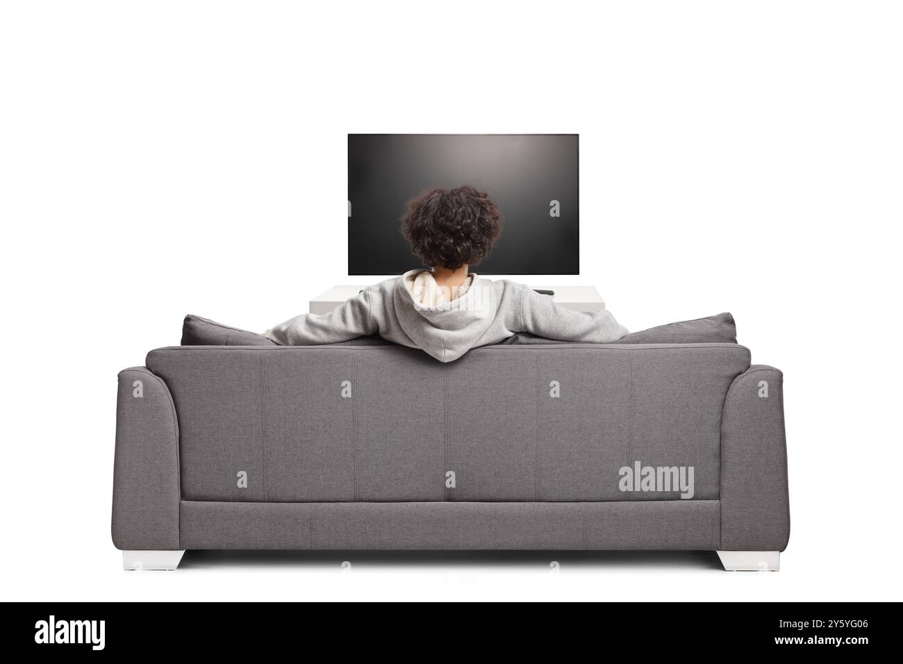 Young man watch tv sofa hi-res stock photography and images - Alamy
