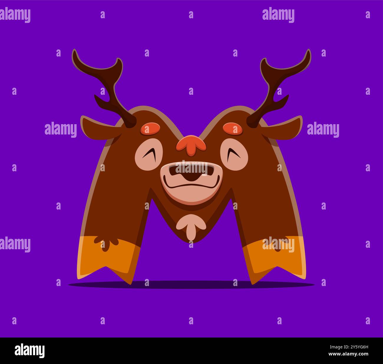 Christmas font alphabet, letter M as Santa reindeer or deer for winter ...