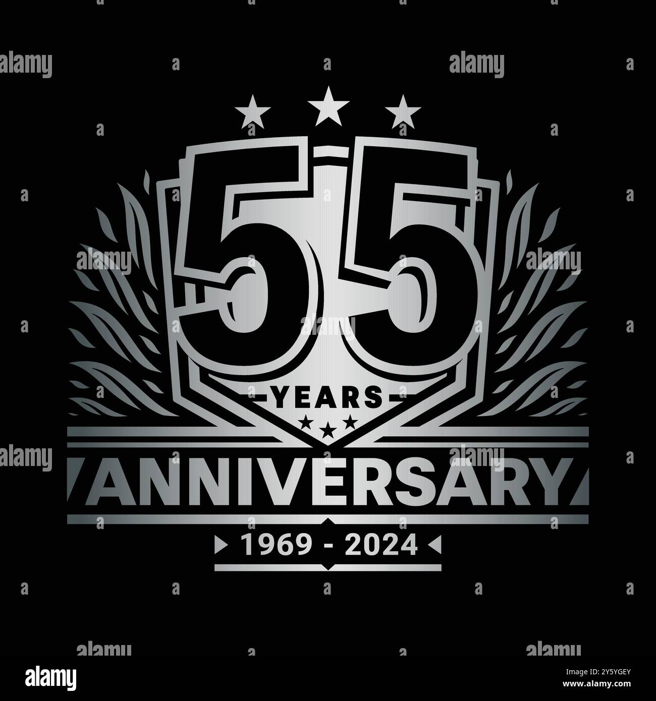 55 years anniversary celebration shield design template. 55th ...
