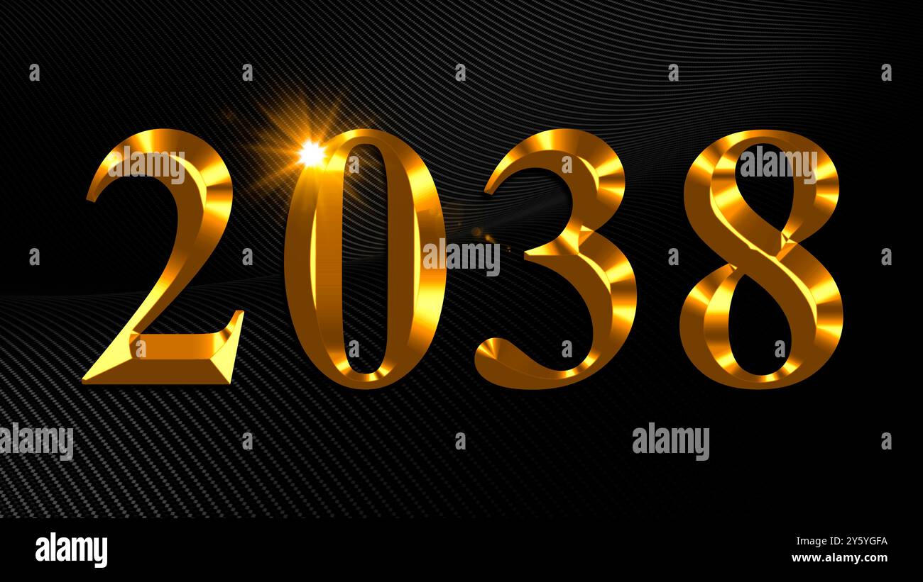 Number 2038 in gold text on black background Stock Photo - Alamy