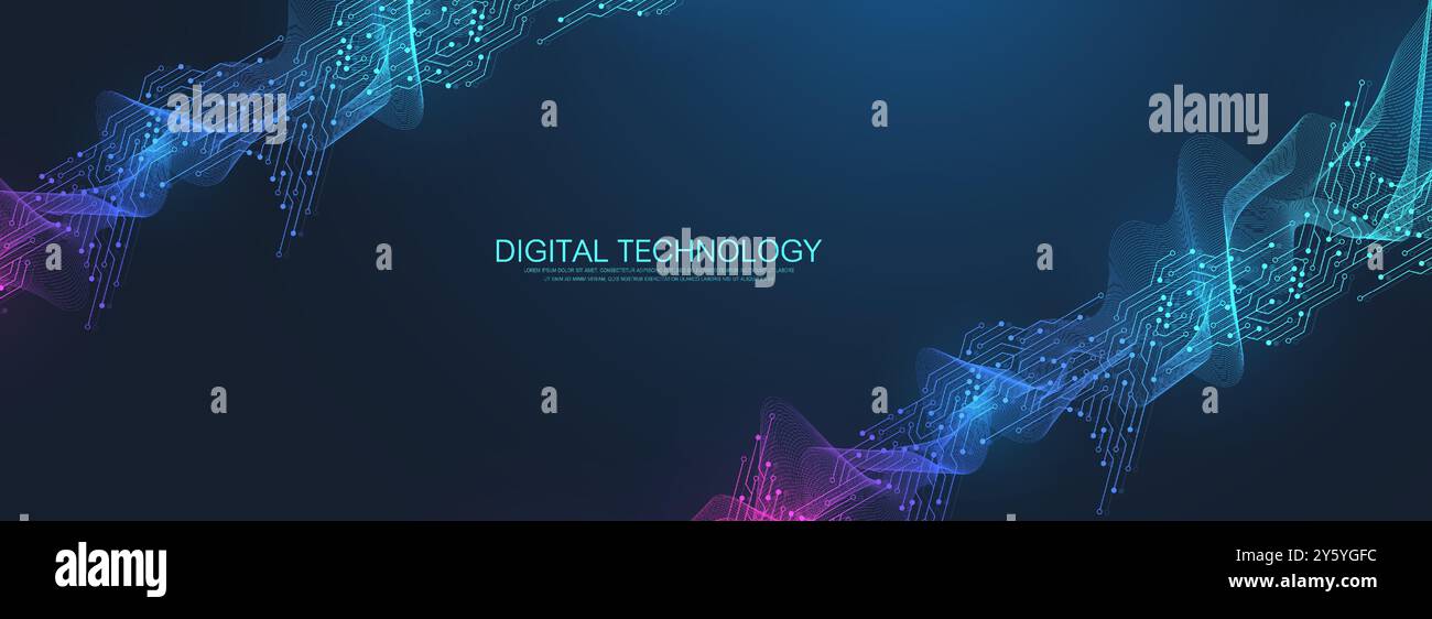 Abstract digital technology background. Digital tech motherboard ...