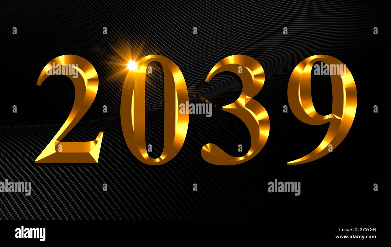 Number 2039 in gold text on black background Stock Photo - Alamy