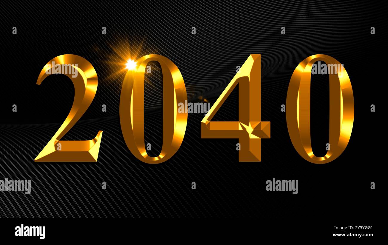 Number 2040 in gold text on black background Stock Photo - Alamy