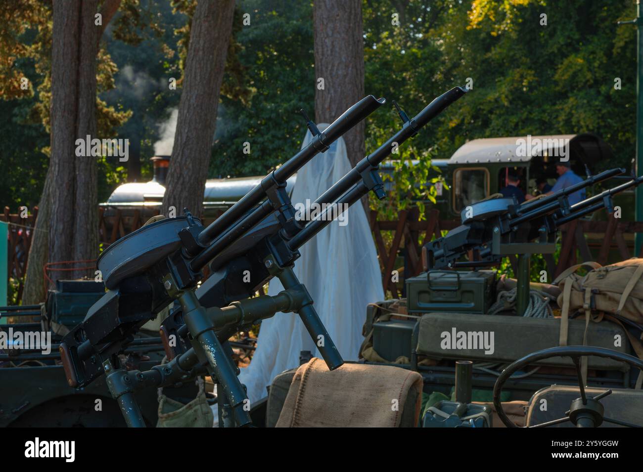 Holt, Norfolk, UK - SEPTEMBER 21 2024: Pair of WWII Vickers GO Machine ...