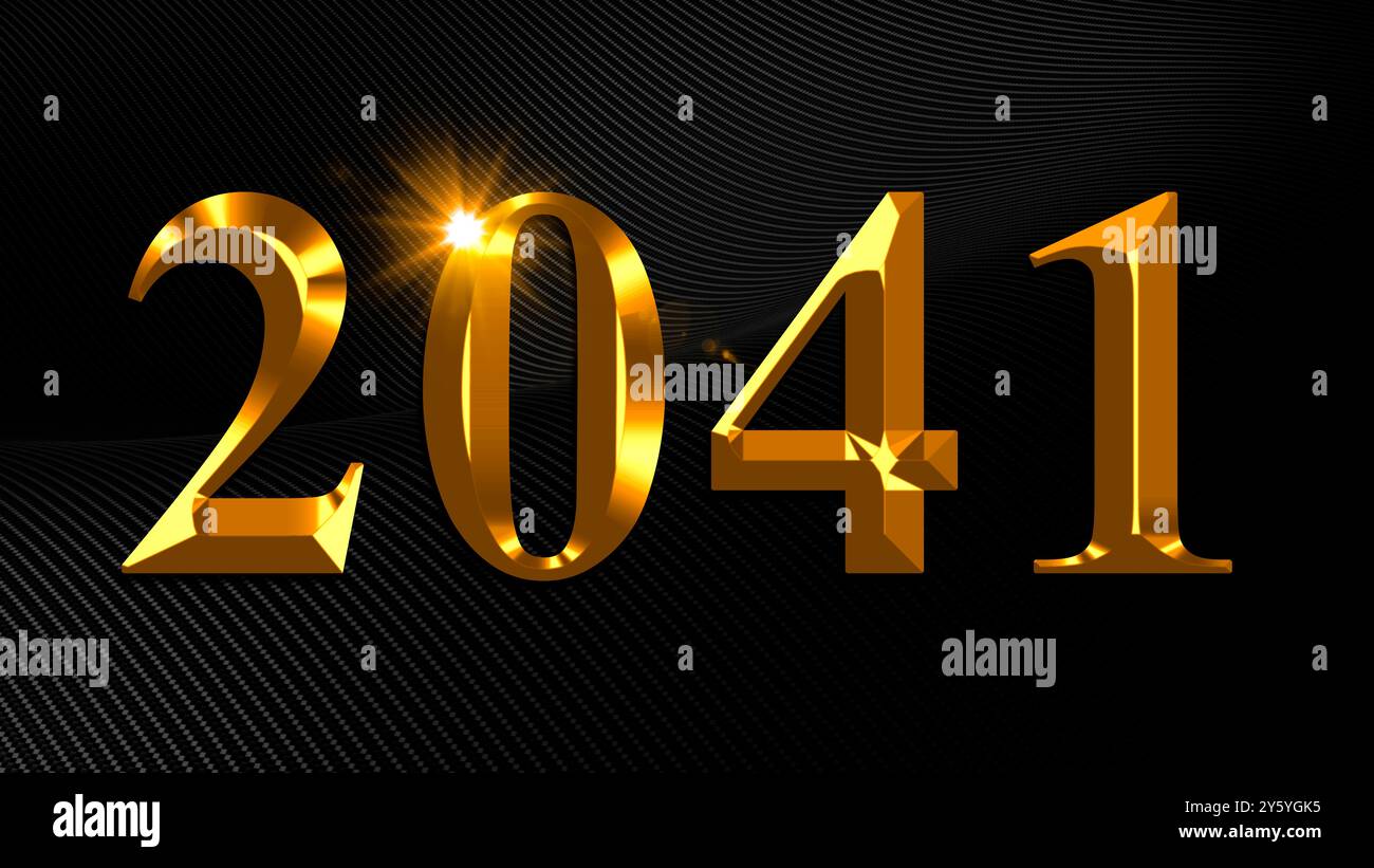 Number 2041 in gold text on black background Stock Photo - Alamy