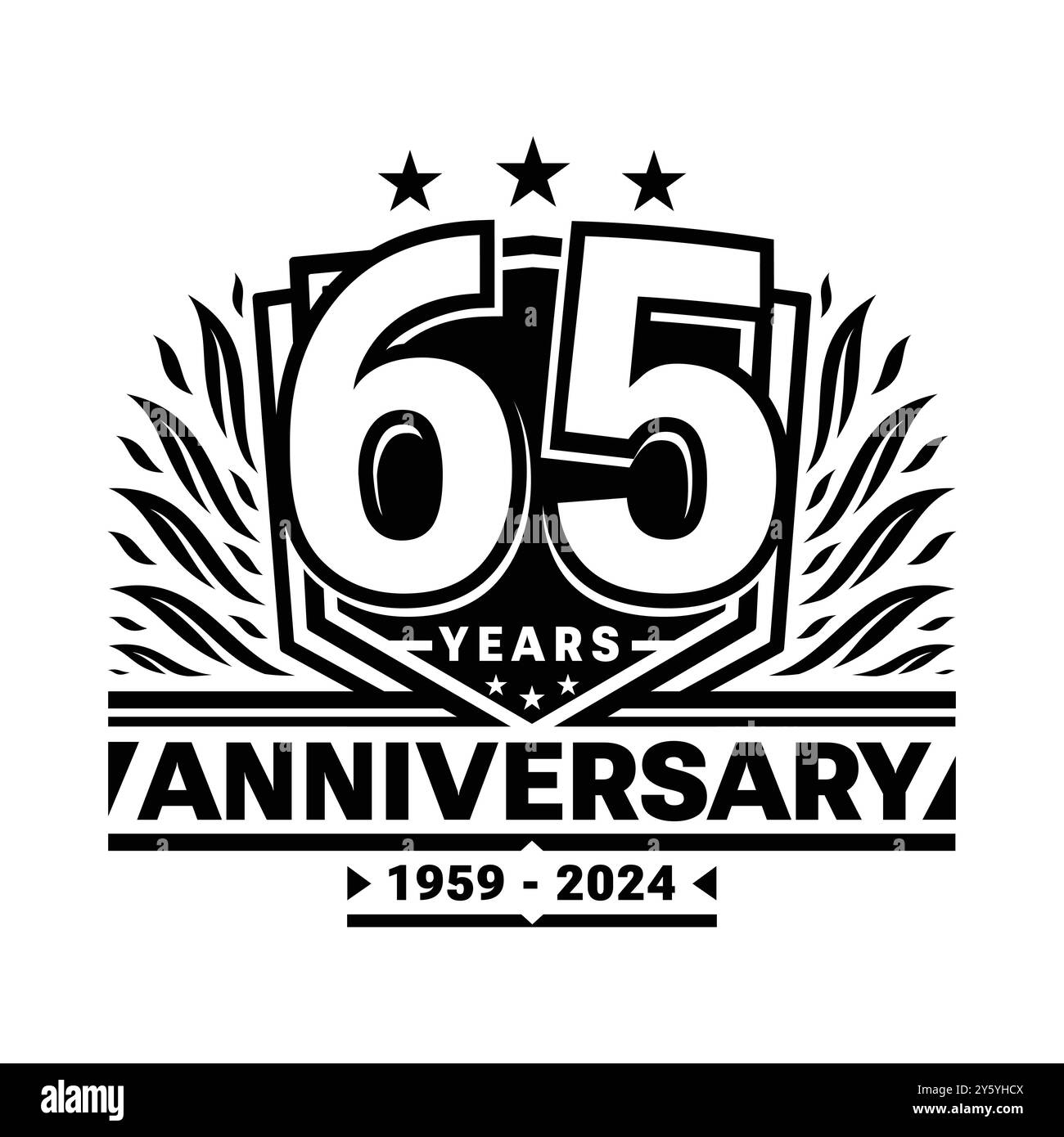 65 years anniversary celebration shield design template. 65th ...