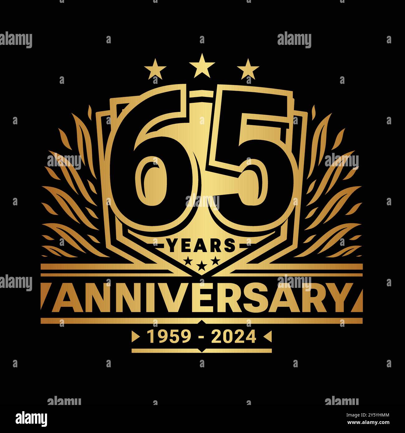 65 years anniversary celebration shield design template. 65th ...