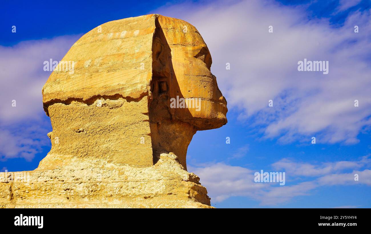 Close up view of the face of the Great Sphinx of Giza,said to resemble ...