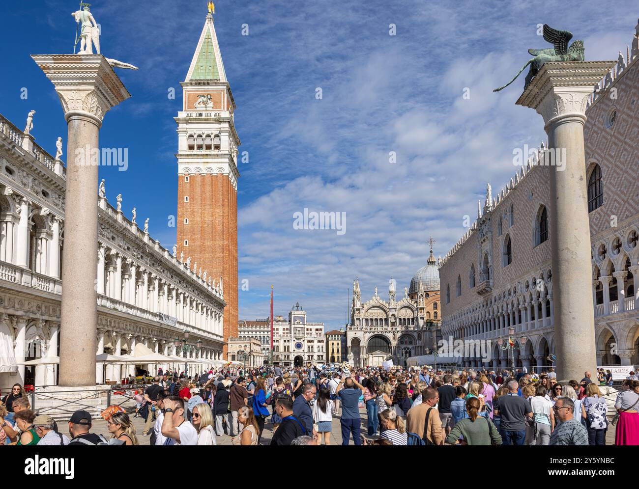 September 16, 2024 - Venice, Italy: The crowded Piazza San Marco with ...