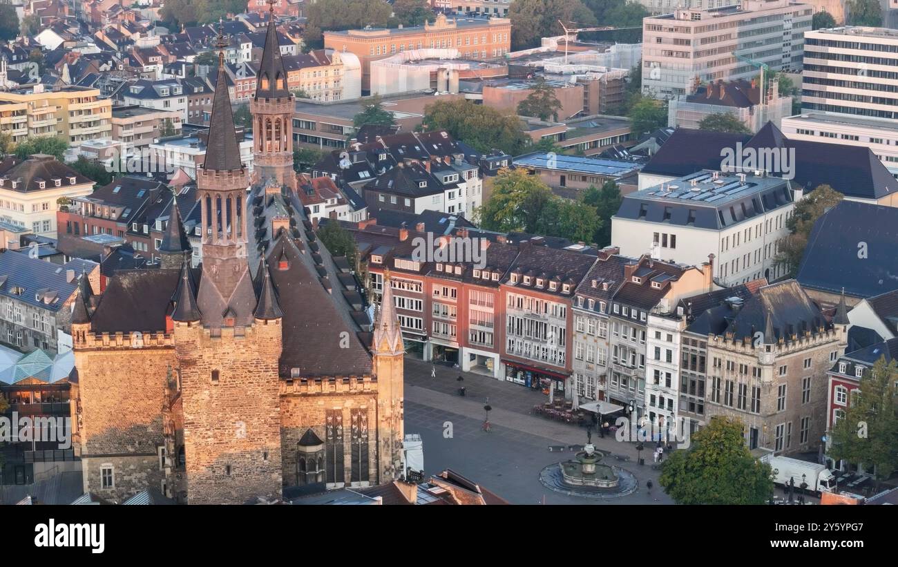 Aerial view of Aachen, Germany showcasing the historic Aachen Cathedral ...