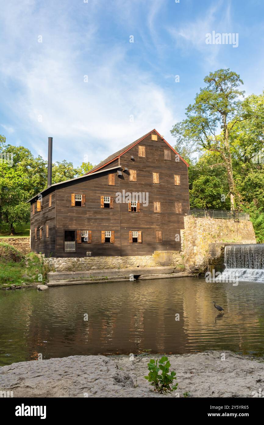 Pine Creek Grist Mill, built in 1848, on a sunny summer morning at ...