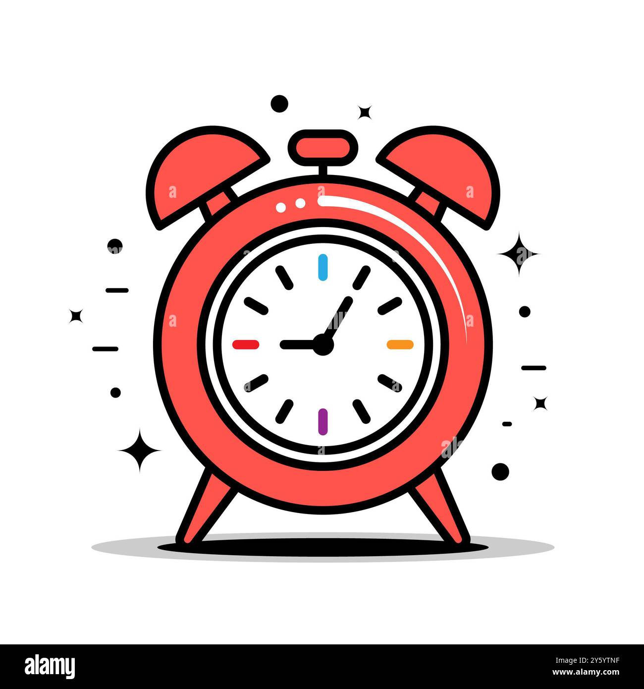 Alarm clock filled line design. Time schedule symbol vector Stock Photo ...