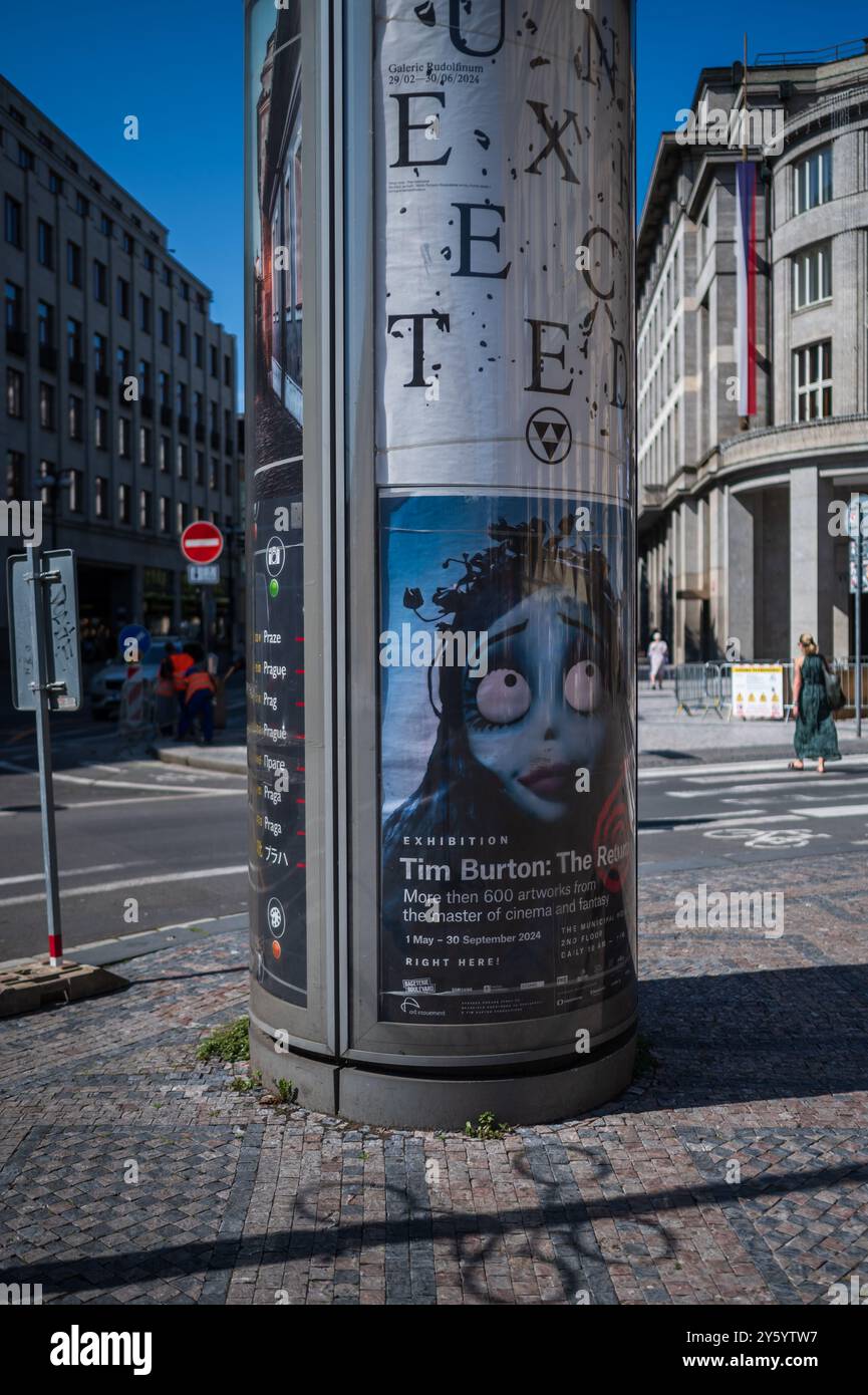 Poster for Tim Burton exhibition in Prague Stock Photo - Alamy