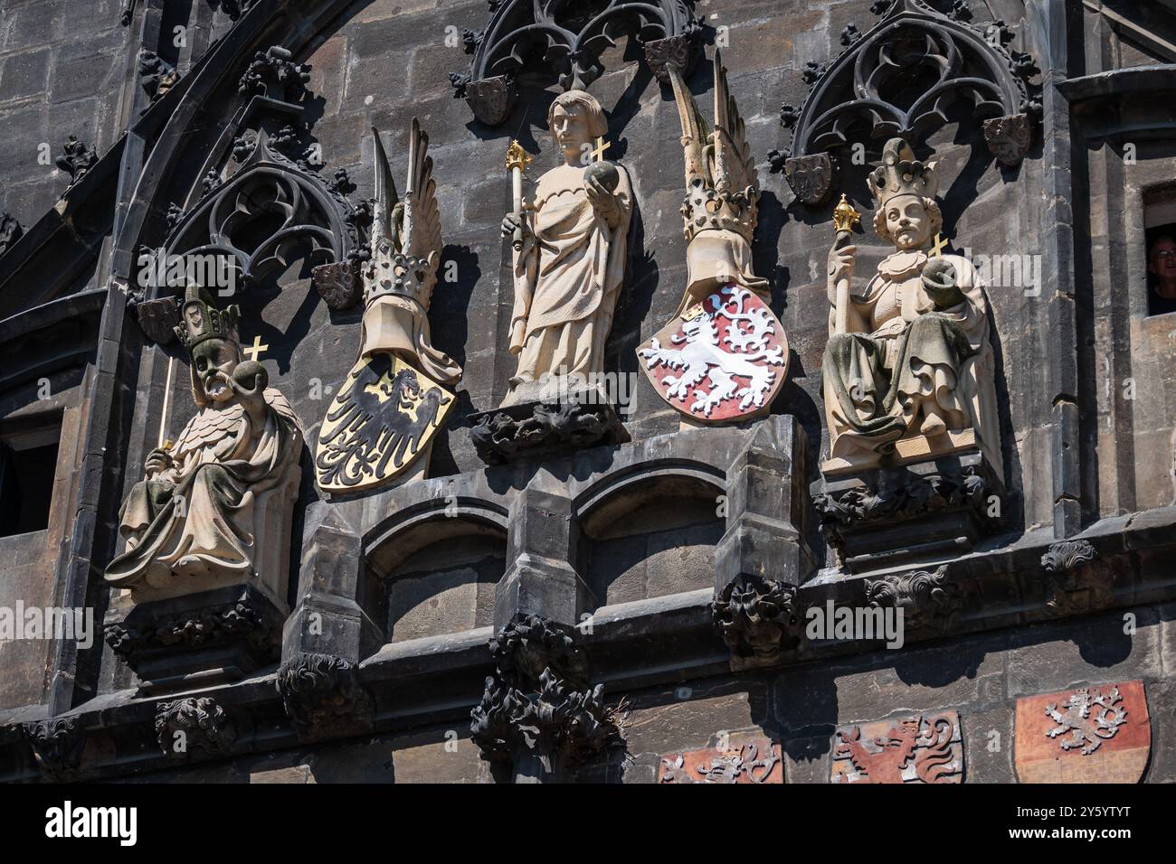 Gothic statues on Charles Bridge, Prague Stock Photo - Alamy