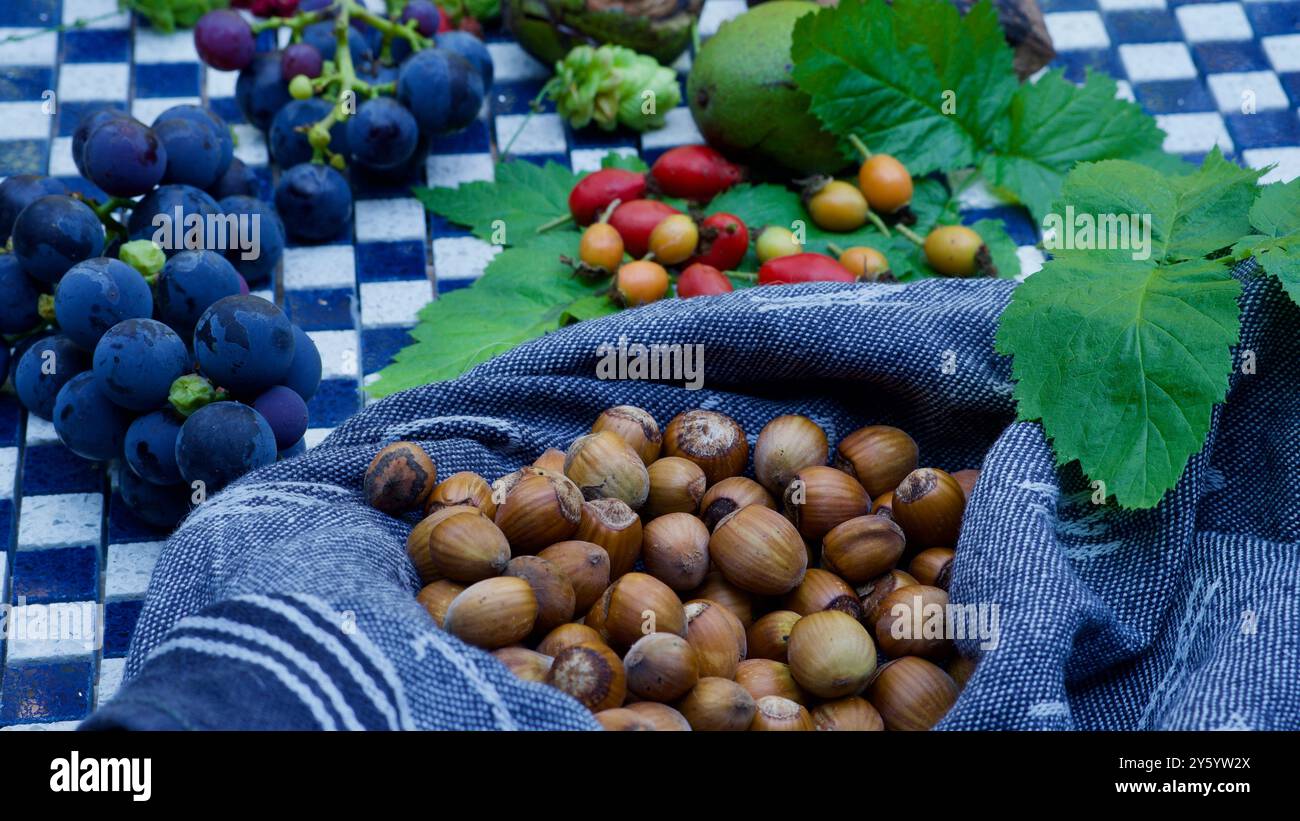 Wild fruits on mosaic tiles Stock Photo - Alamy