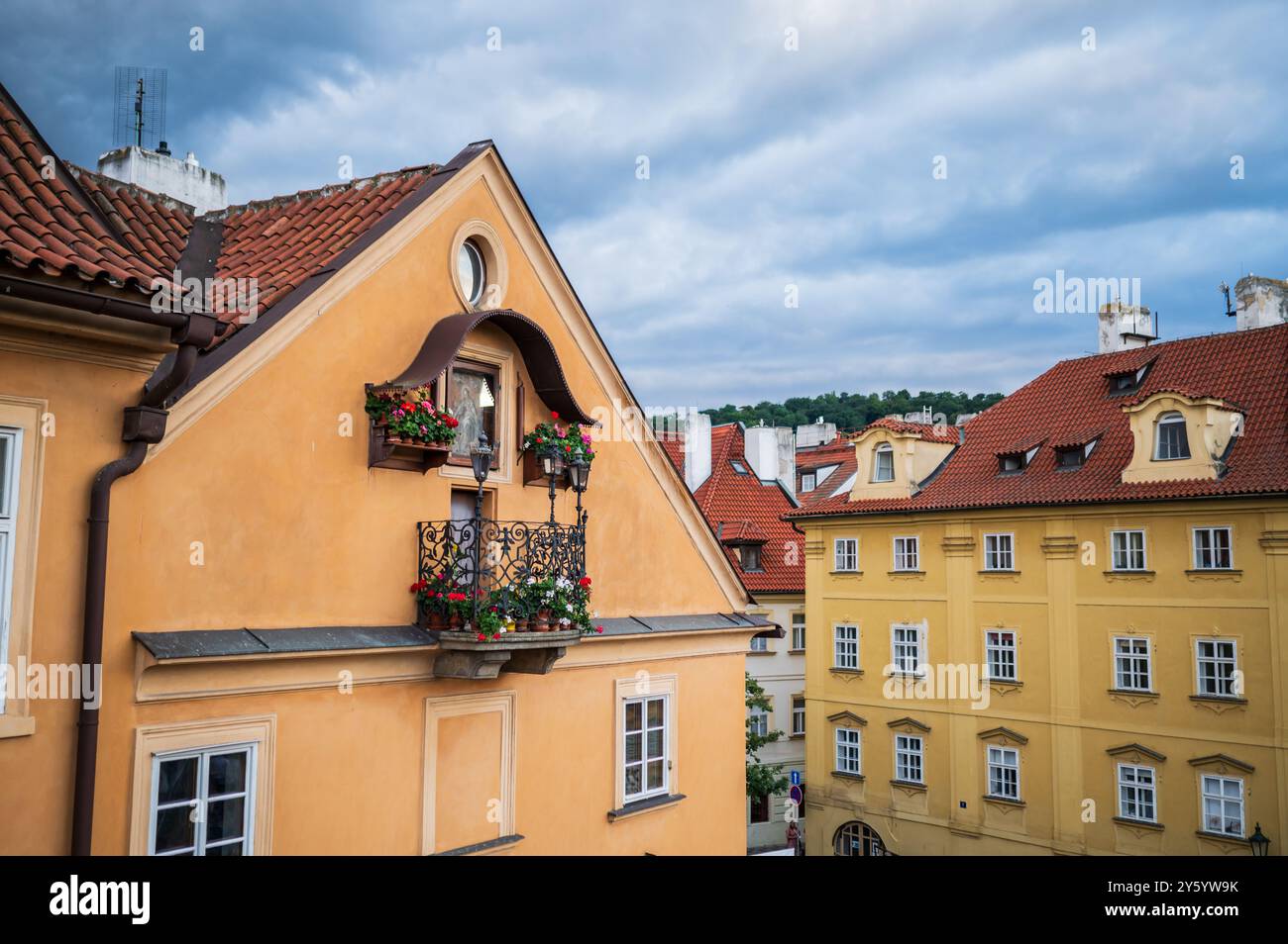 Popular Renaissance balcony with flowers and an image of the Virgin ...
