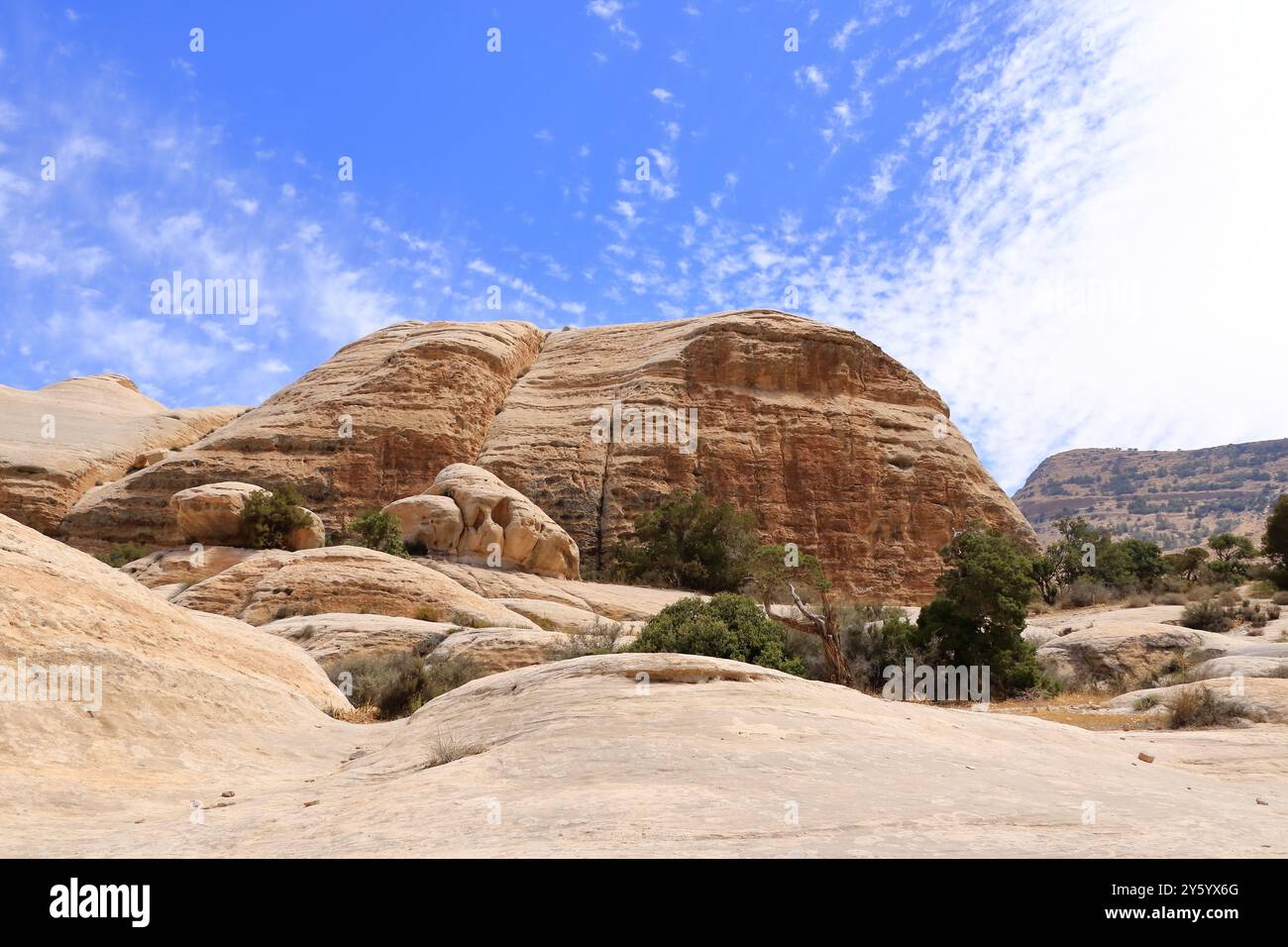 Typical landscape and rock forms in the Dana Biosphere Nature Reserve ...