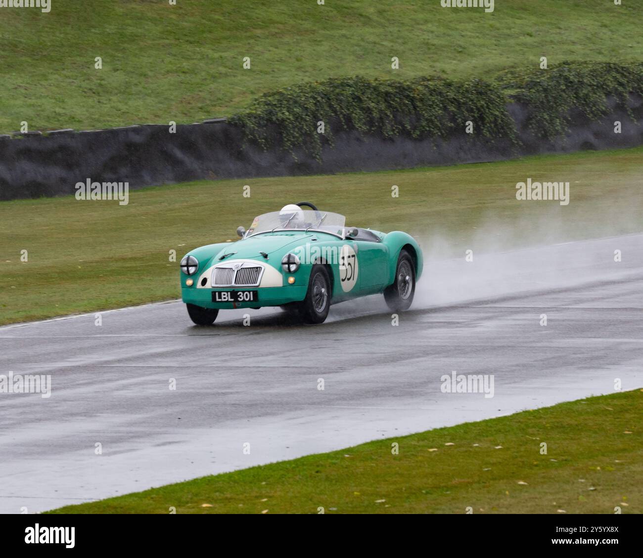 MGA Twin-cam registration LBL301 in the rain and spray of the 2024 ...