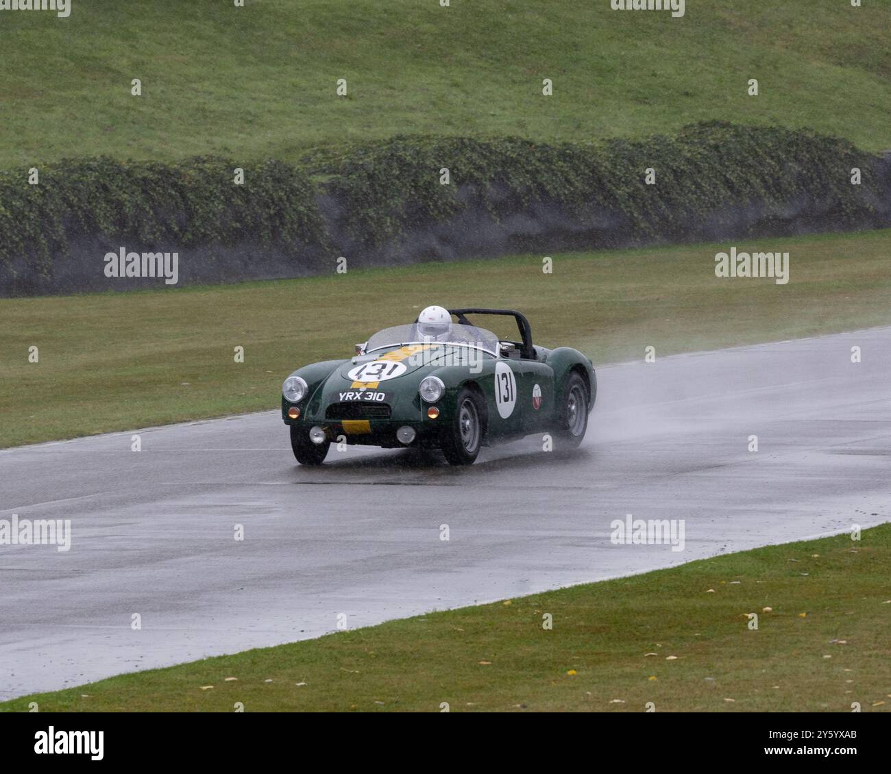 1958 MG Twin Cam 1800cc sports car No.131 in the rain at the 2024 ...