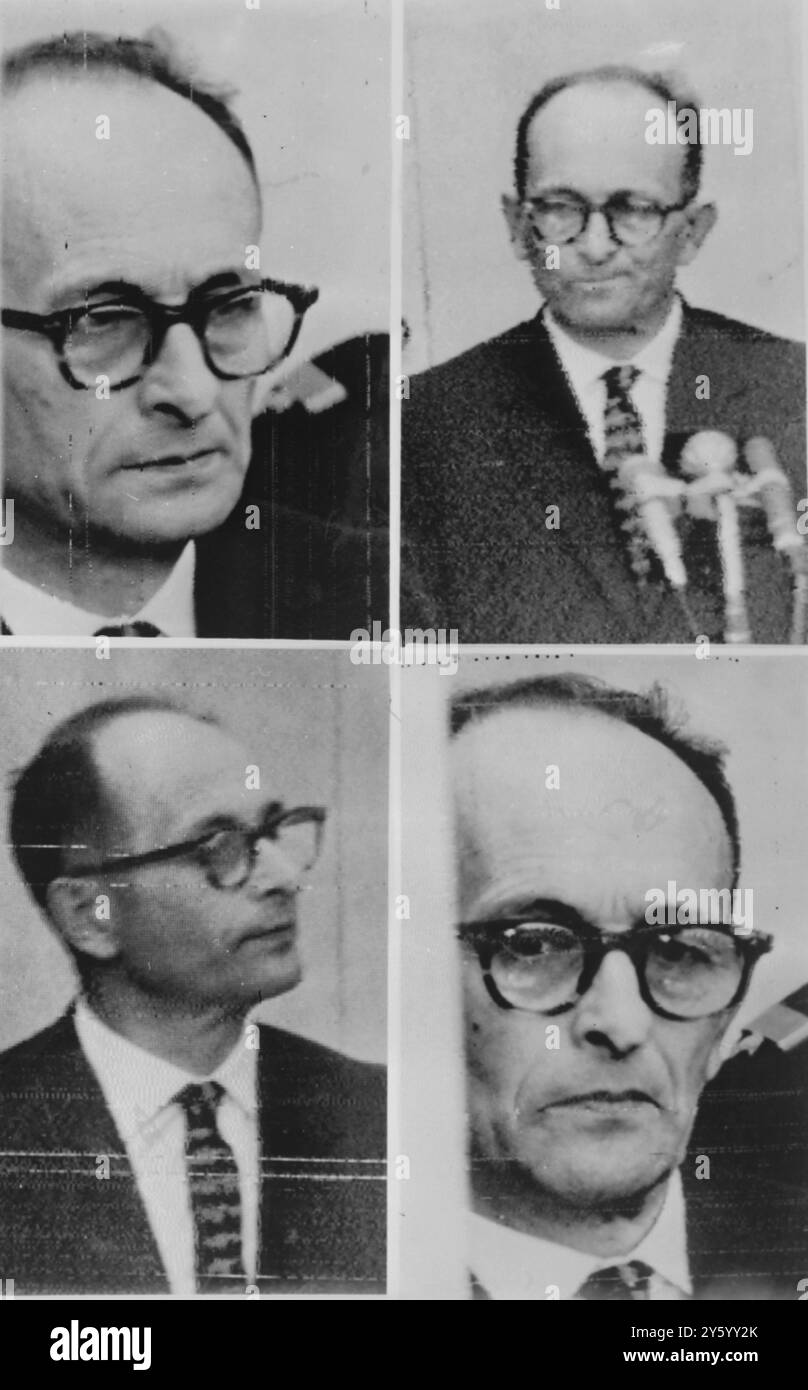 LAW & ORDER ADOLF EICHMANN 4 PORTRAITS DURING TRIAL 11 APRIL 1961 Stock ...