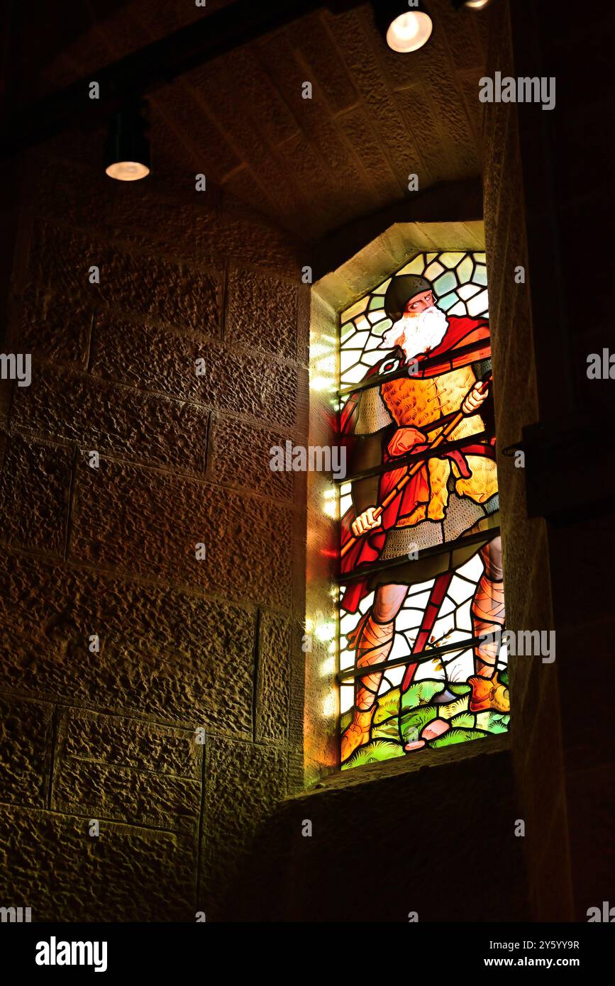Around Scotland - Medieval Spearman - Stained Glass Window i the The ...