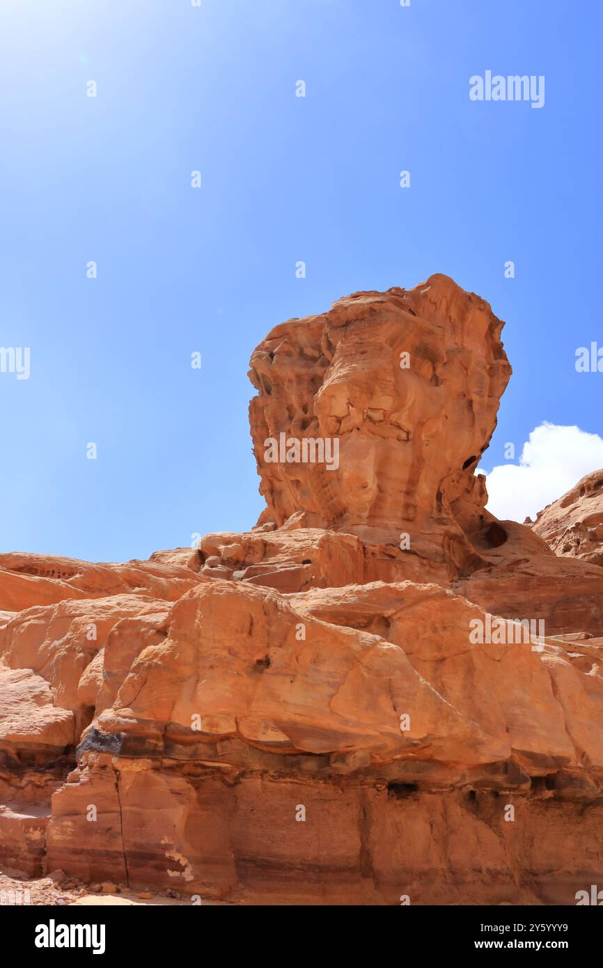 footpath in the rock along Ad-Deir Trail Monastery Route in the ...