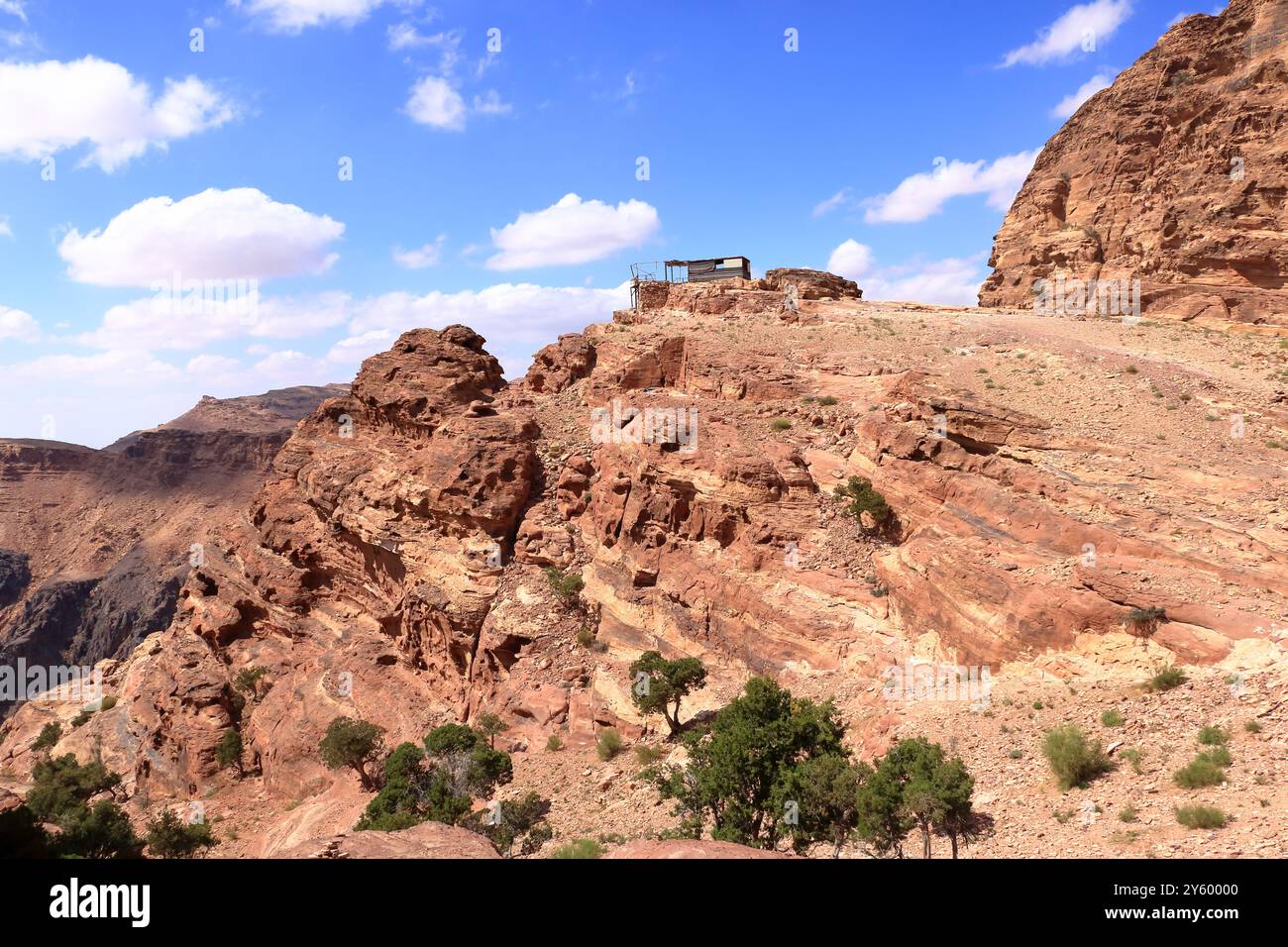 Scenic landscape view from the Ad-Deir Trail Monastery Route in the ...