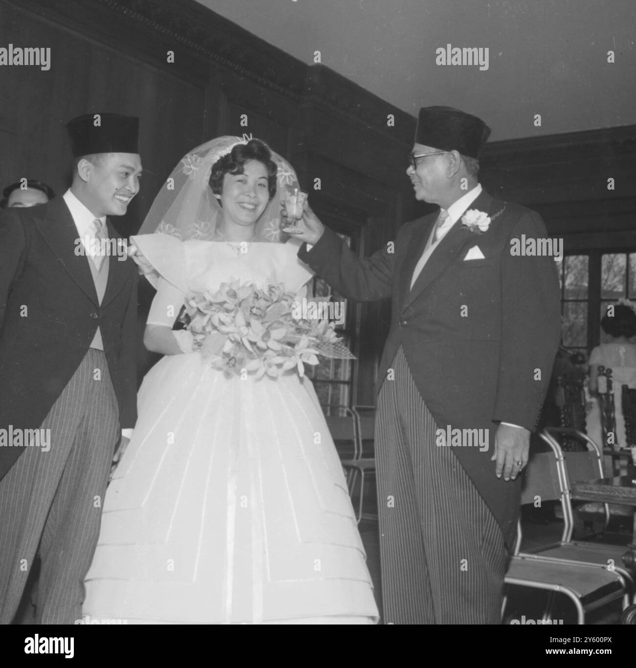PRIME MINISTER OF MALAYA TANKU ABDUL RAHMAN ATTANDING MALAYAN WEDDING ...