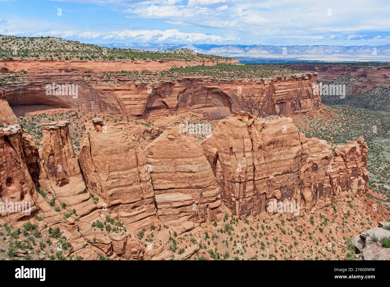 Red rock spires, cleft canyon walls of Colorado National Monument Stock ...