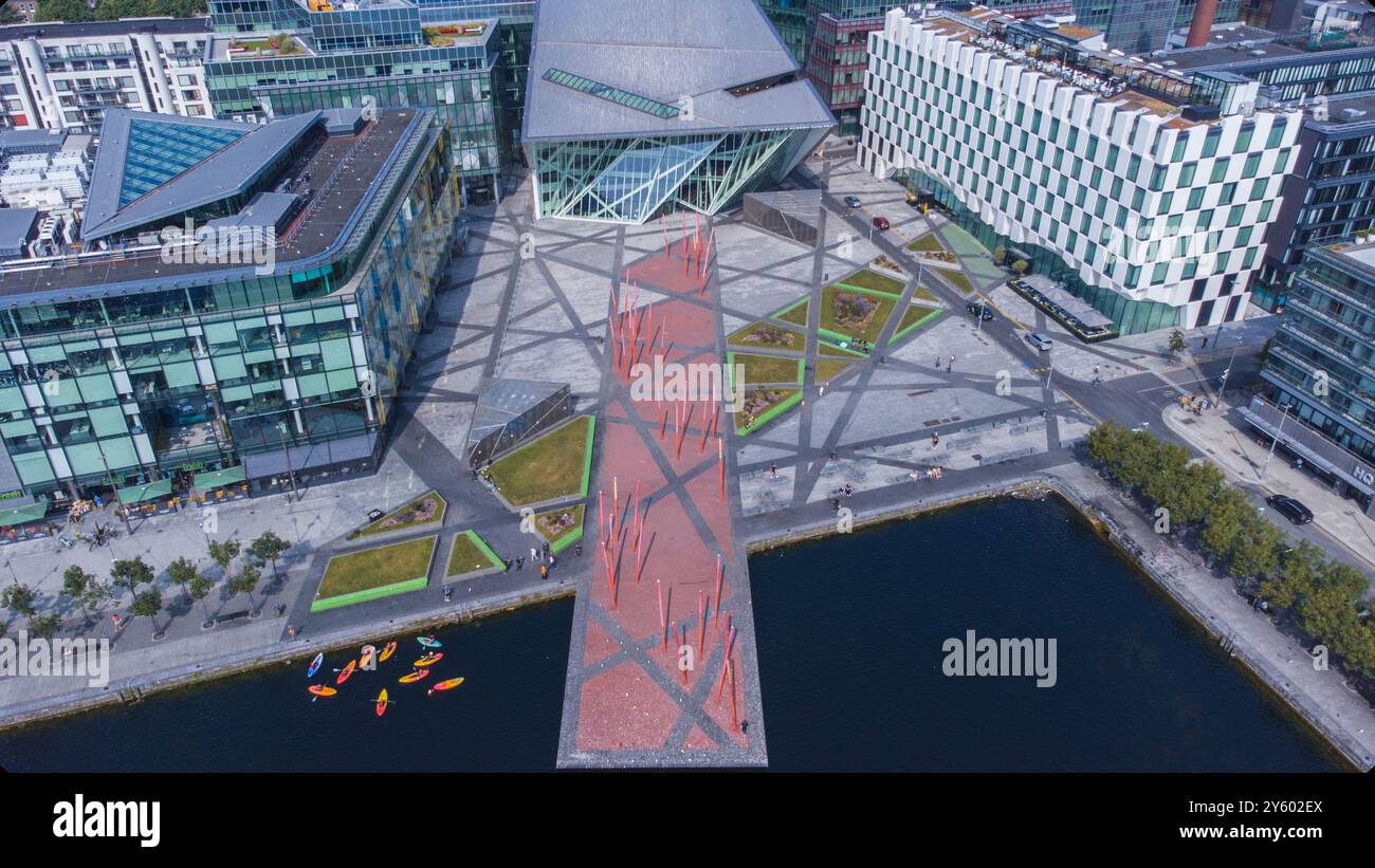 Aerial view of Dublin's Docklands featuring modern high-rise buildings ...