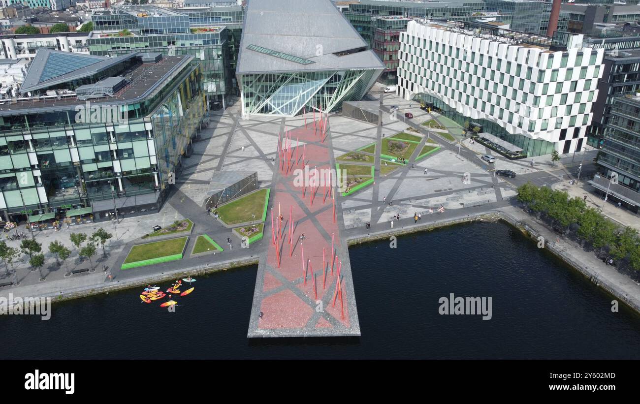 Aerial drone shot of Dublin's Docklands showcasing modern high-rise ...