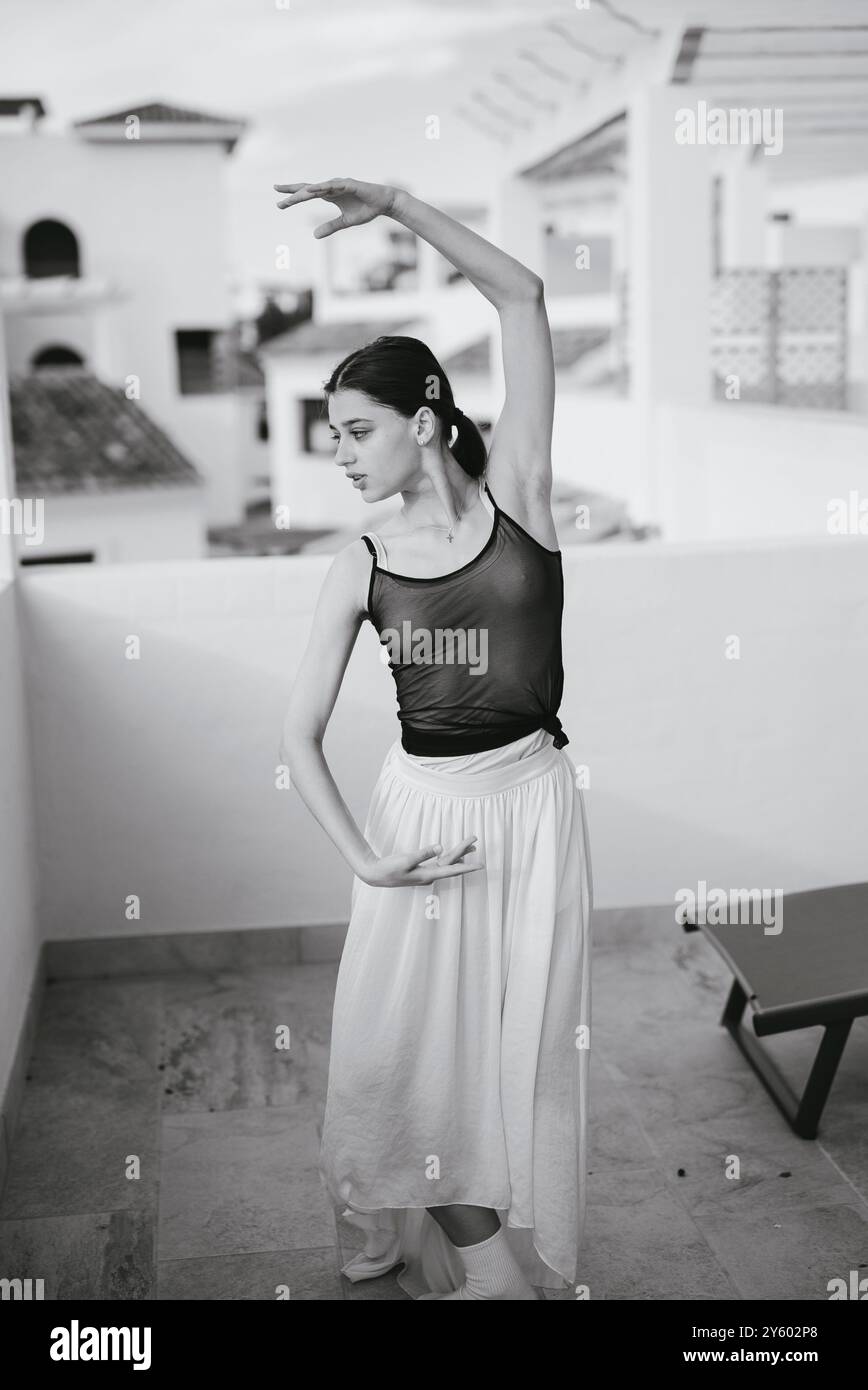 A Beautiful and Graceful Ballet Dance Pose Captured in Striking Black ...