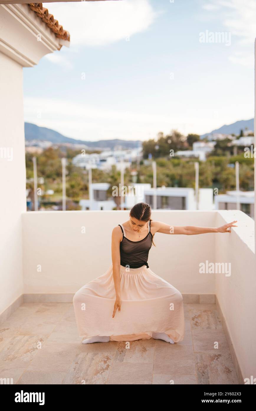 A Graceful Dance Pose Set Against a Beautiful Scenic Background That ...