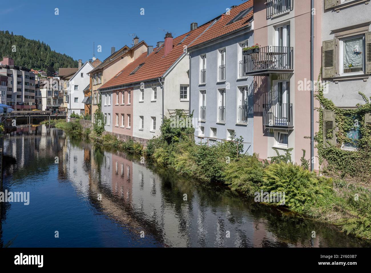 cityscape with traditional houses on Gross Enz river left bank at ...