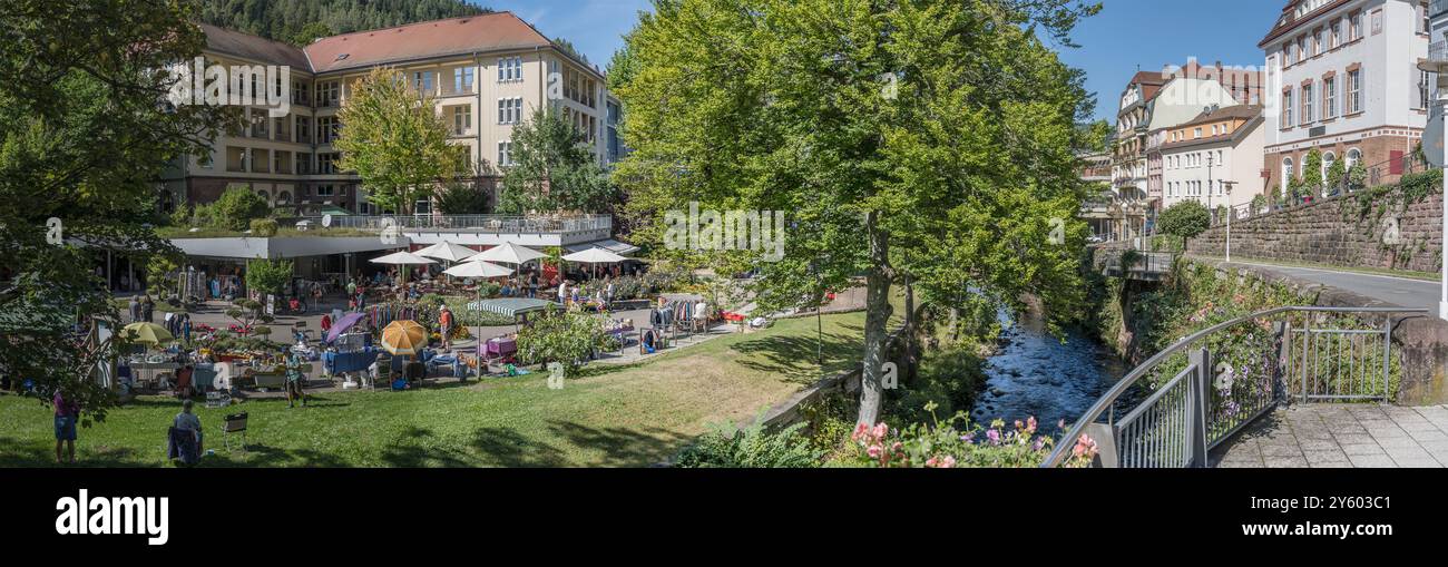 BAD WILDBAD, 2024 sept 7: cityscape with tourists at street market near ...