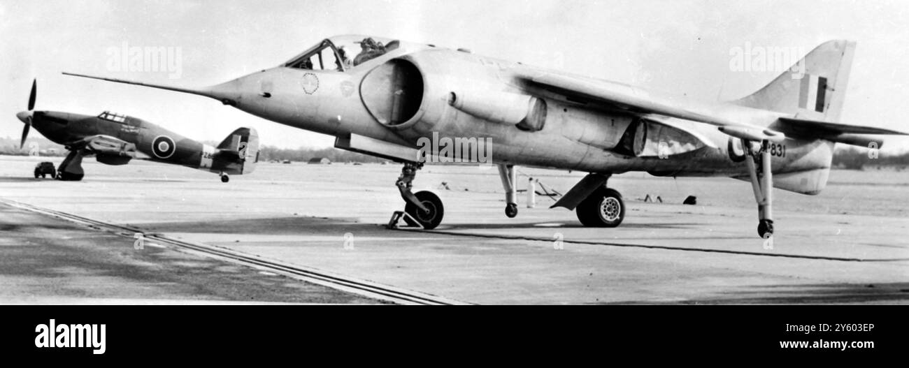AVIATION HAWKER P1127 ALONGSIDE HAWKER HURRICANE 13 MARCH 1961 Stock ...