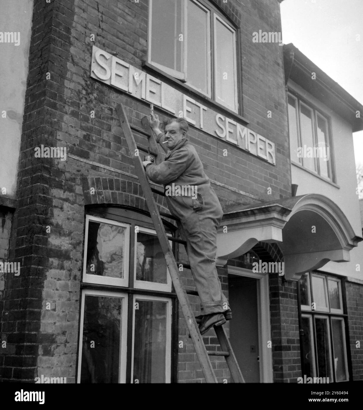 SIGNS WESTBOURN GUEST HOUSE WHICH READS SEMEL ET SEMPER 6 MARCH 1961 ...