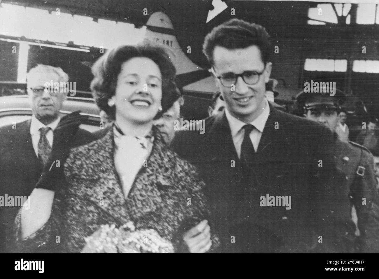 KING BAUDUIN AND QUEEN FABIOLA ARRIVE AT AIRPORT MADRID 4 MARCH 1961 ...