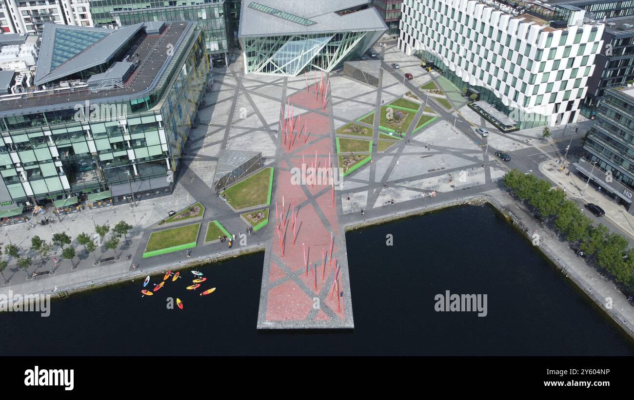 Aerial view of Dublin's Docklands with modern high-rise buildings ...