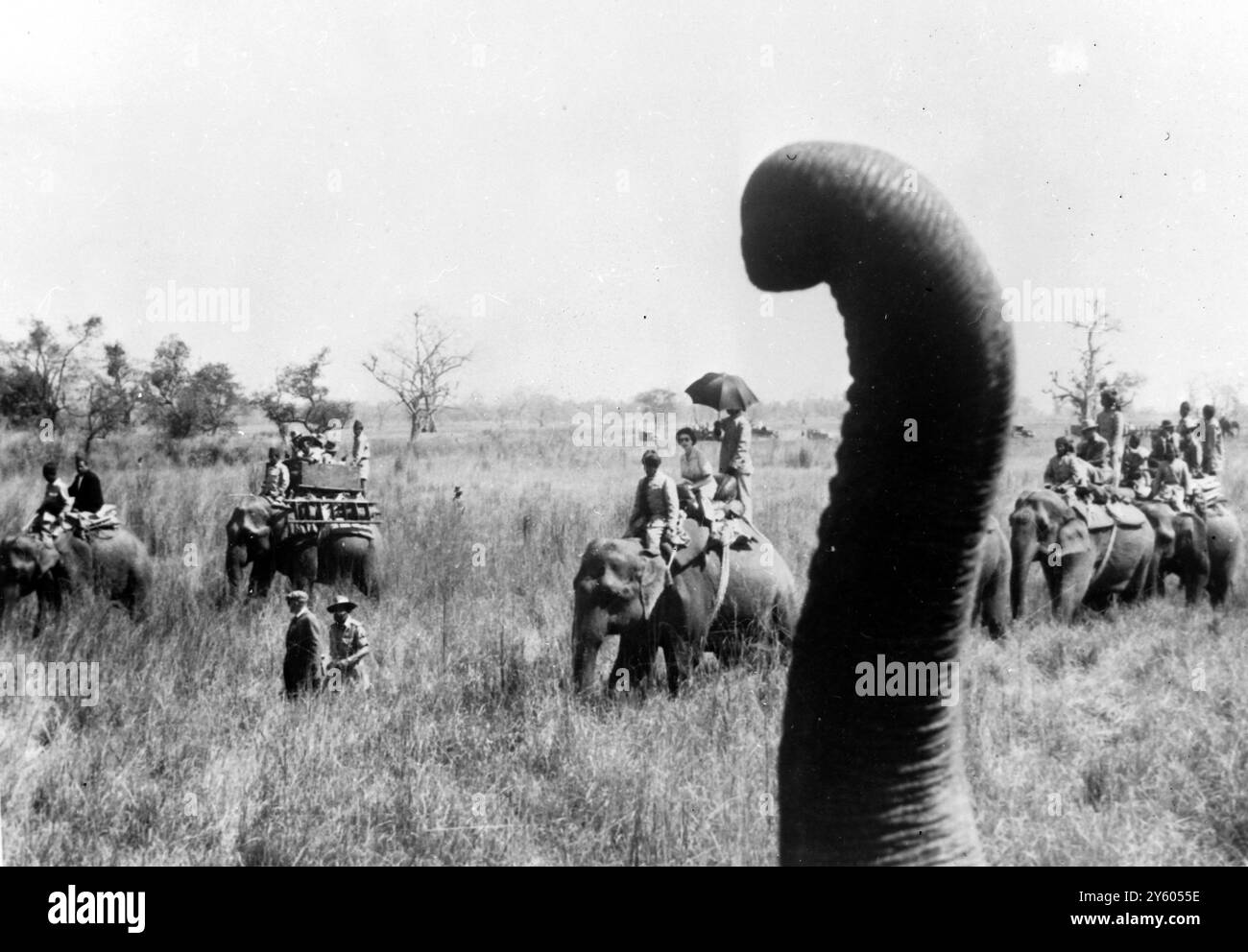 QUEEN ELIZABETH II ON A BACK OF AN ELEPHANT IN NEPAL 2 MARCH 1961 Stock ...