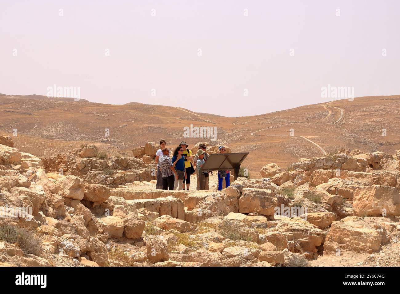 Machaerus in Jordan - May 11 2024: people visit and enjoy the fortified ...