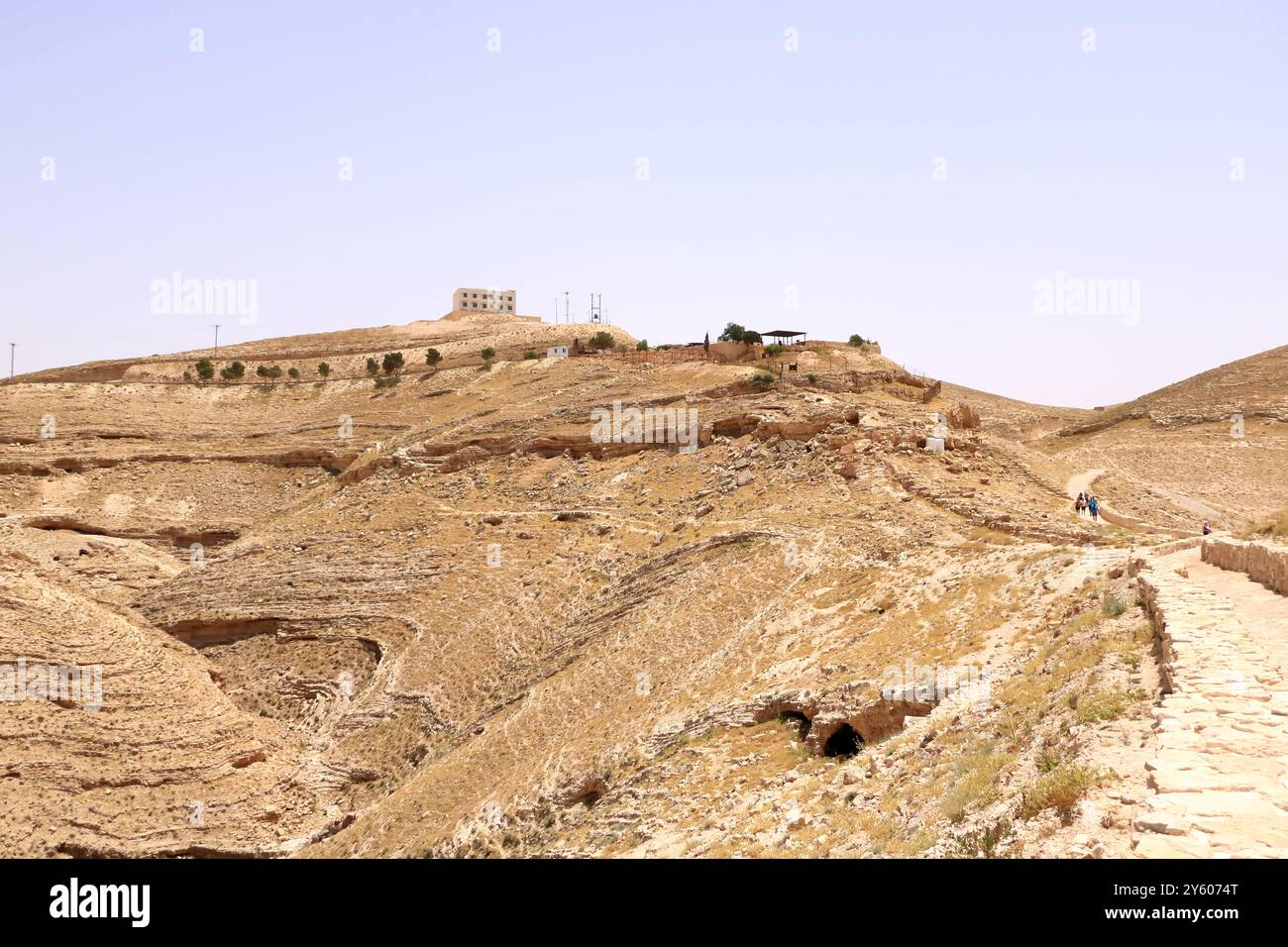 Machaerus in Jordan - May 11 2024: people visit and enjoy the fortified ...