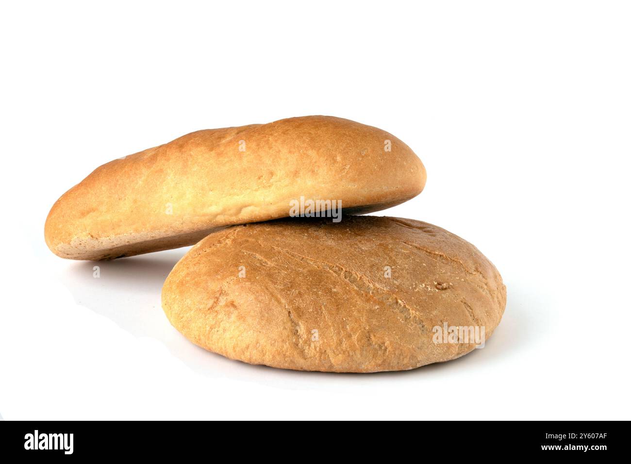 Image of two loaves of bread on a white background Stock Photo - Alamy