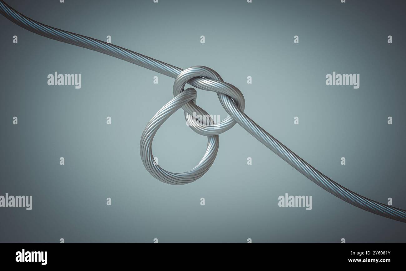 Steel cable knot gradient background, concepts of strength. 3d Stock ...