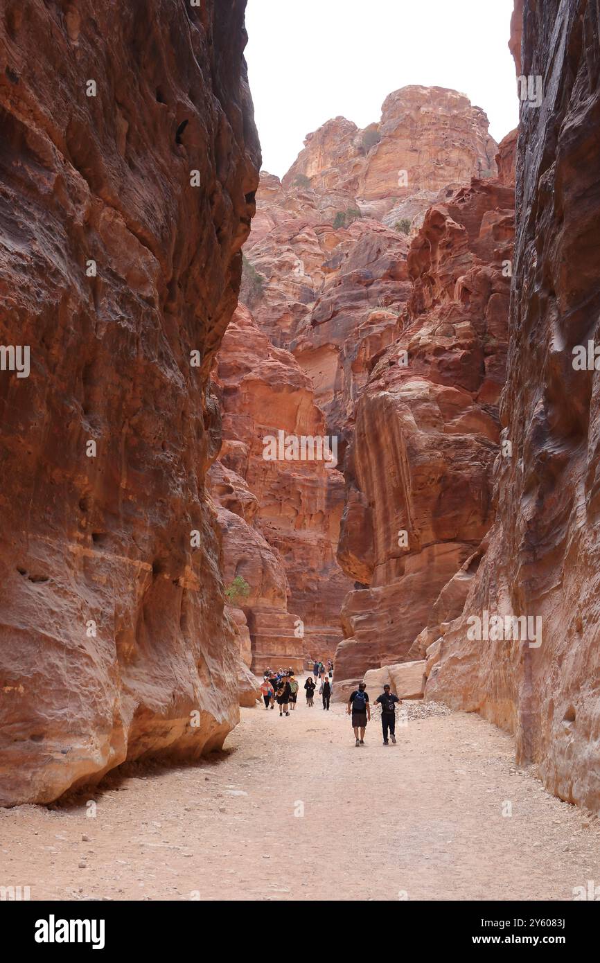 Petra, Wadi Musa in Jordan - May 13 2024: people walk trough the ...