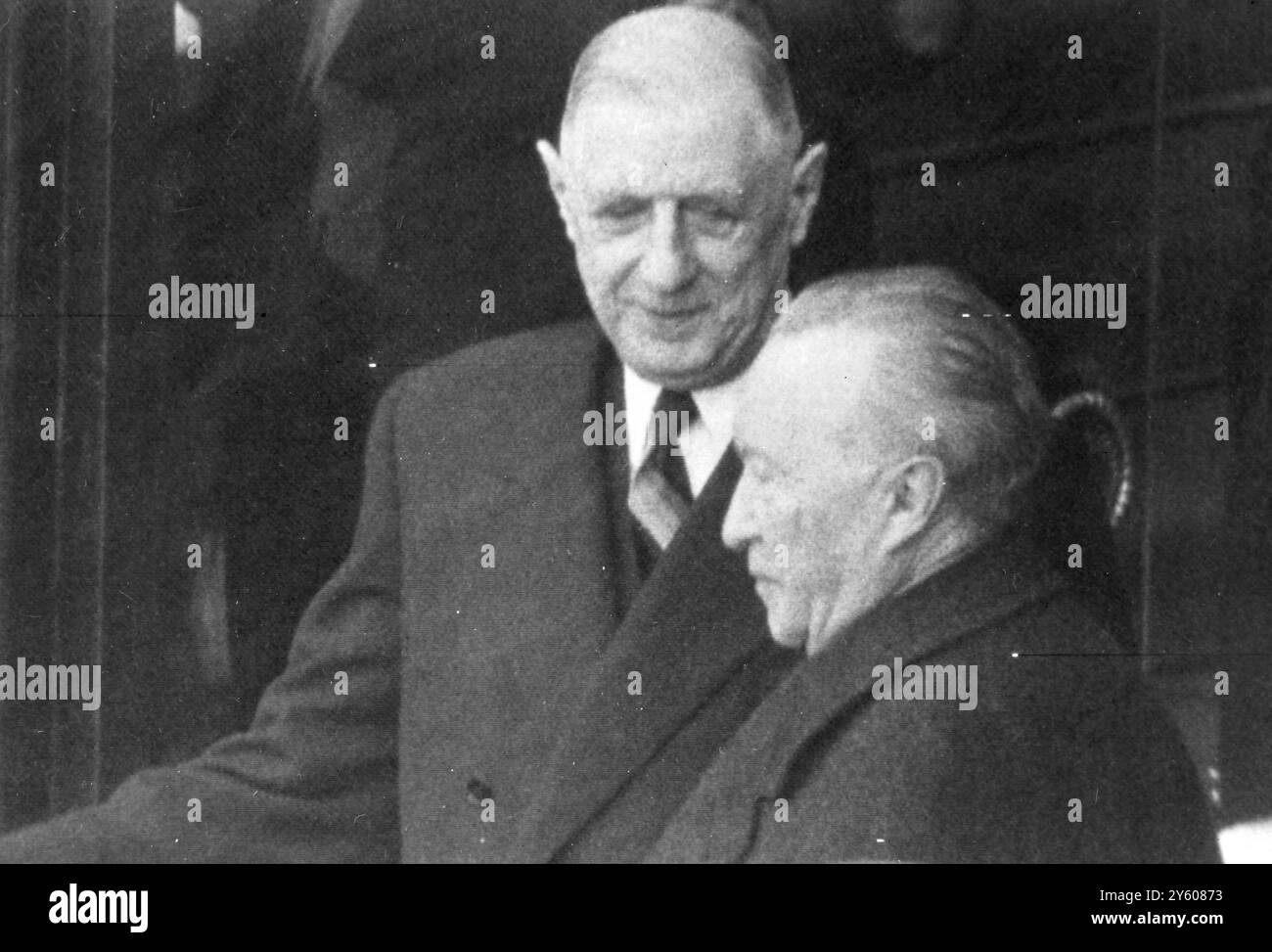 FRENCH PRESIDENT CHARLES DE GAULLE WITH CHANCELLOR KONRAD ADENAUER IN ...